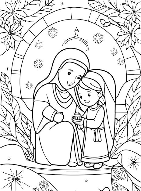 크리스마스 컬러링 페이지 손 그림 색 배경에 터 아트와 일러스트레이션 프리미엄 Ai 생성 벡터