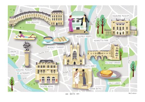 Illustrated Map Of Bath Print Bek Cruddace Illustration