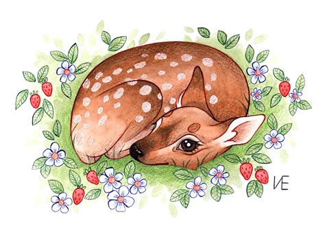 Иллюстрация Олененок в стиле детский декоративный книжная графика