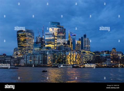 The Dense Commercial Development Of The City Of London Skyline Seen