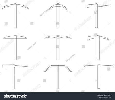 Pickaxe Outline Collection Set On White Stock Vector Royalty Free