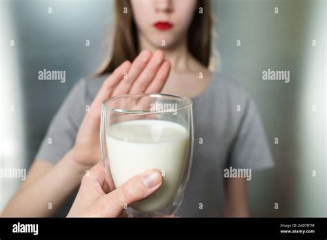 Lactose Intolerance Dairy Intolerant Young Girl Refuses To Drink Milk