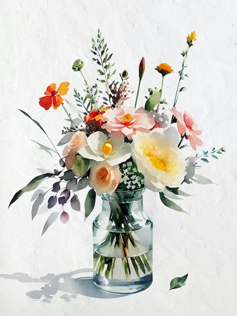 Ilustração artística de pintura de buquê em aquarela Foto Premium