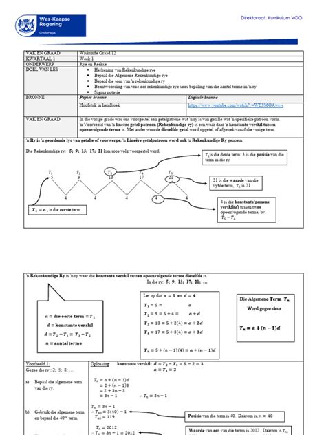 Wiskunde Graad 12 Kwartaal 1 Week 1 2021 Pdf