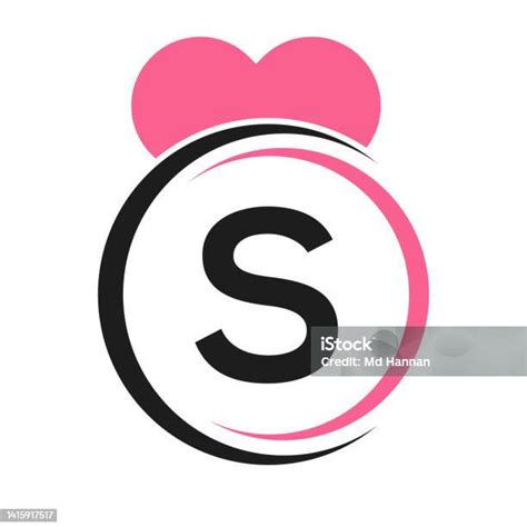 초기 편지 S 로고 사랑 아이콘 또는 현대 스타일 벡터 템플릿에서 하트 사인 개념에 대한 스톡 벡터 아트 및 기타 이미지 개념 건강관리와 의술 긍정적인 감정 표현