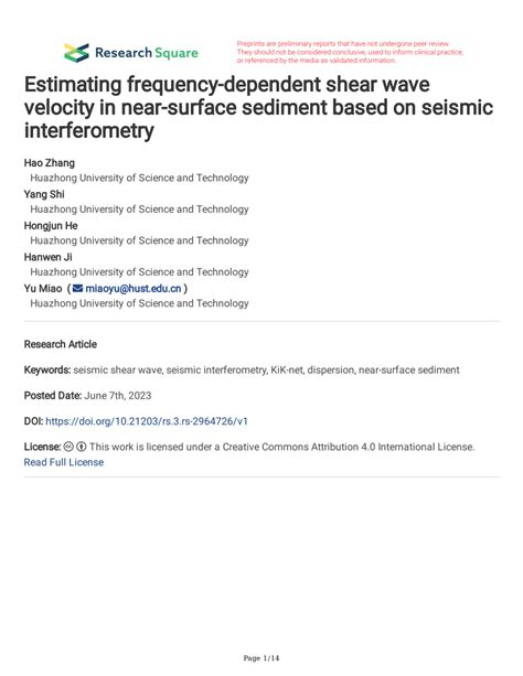 pdf estimating frequency dependent shear wave velocity in near