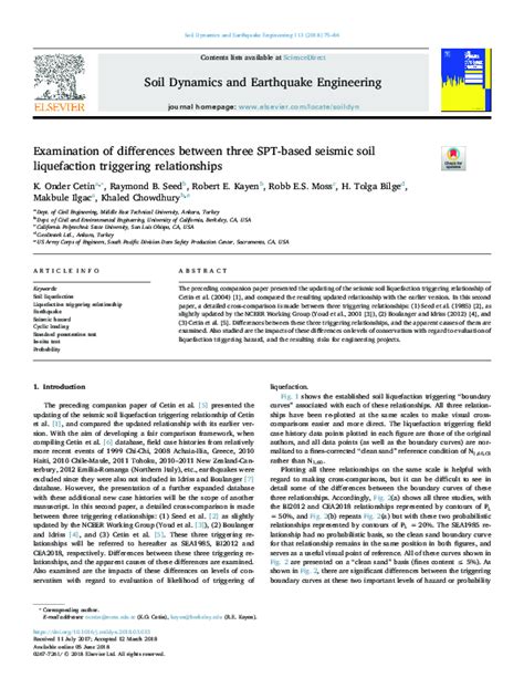 Pdf Examination Of Differences Between Three Spt Based Seismic Soil