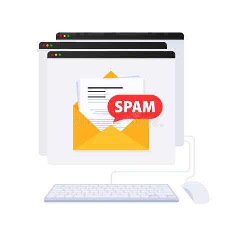 email spamming attack email box hacking spam warning stock vector