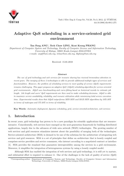 Pdf Adaptive Qos Scheduling In A Service Oriented Grid Environment
