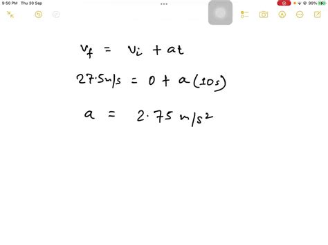 ⏩solved an object accelerates from rest to a velocity 27 5 m s in
