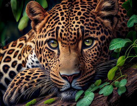 Premium Photo Leopard On A Tree Branch Generative Ai