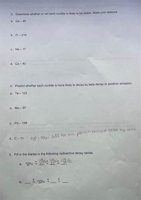 Solved 3 Determine Whether Or Not Each Nuclide Is Likely To