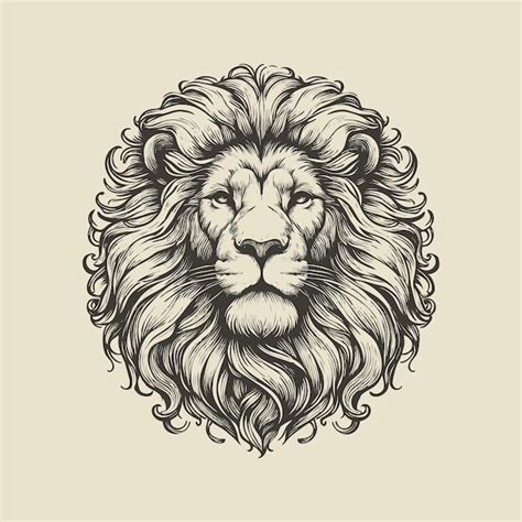Dibujo De Una Cabeza De León Vector Premium
