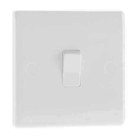 Bg White Round Edged Moulded Single Light Switch