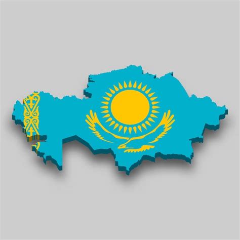 Premium Vector 3d Isometric Map Of Kazakhstan With National Flag