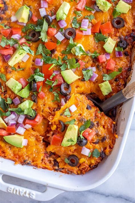 Quick And Easy Rice And Bean Taco Casserole