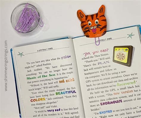 Cute Clay Fat Cat Paper Clip Bookmark Shimmering Strings