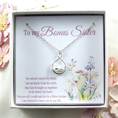 Sterling Silver Infinity Necklace Swarovski Pearls Sister In Law T