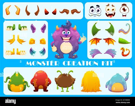 Monster Creation Kit Cartoon Monster Character Constructor Vector