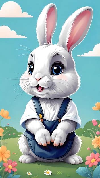 Premium Photo Cute Bunny Rabbit Illustration Wallpaper Background