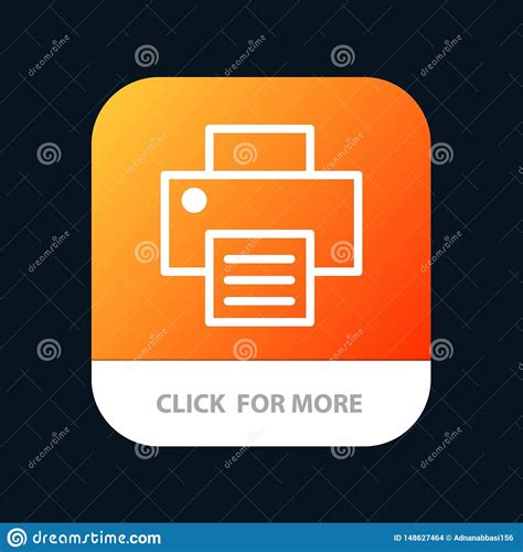 Printer Print Printing Mobile App Button Android And Ios Line Version Stock Vector