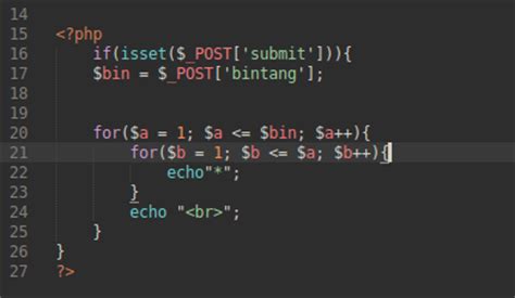 Membuat Perulangan Segitiga Bintang Dengan PHP Web Development Tutorials Source Code Program