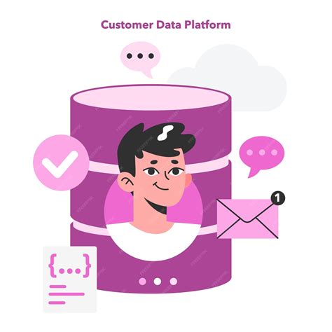 디지털 마케팅 고객 데이터 플랫폼 또는 Cdp 클라이언트 프로필 프리미엄 벡터
