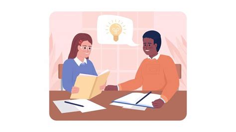 Animated Isolated Generating Idea Learning From Classmate Looped Flat