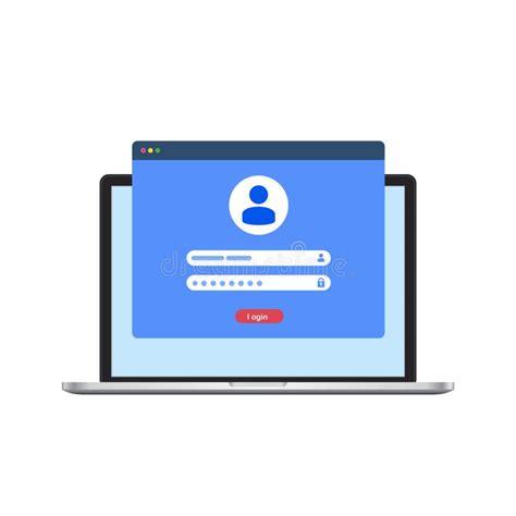 Laptop With Authorization Login And Password Of The User To The System Or Account Vector