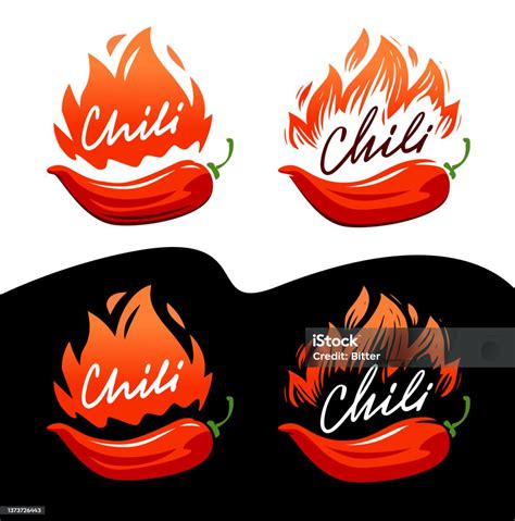 Logo Cabai Dengan Logo Api Simbol Cabai Pedas Ilustrasi Vektor Ilustrasi Stok Unduh Gambar