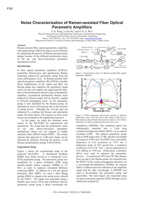 Pdf Noise Characterization Of Raman Assisted Fiber Optical Parametric