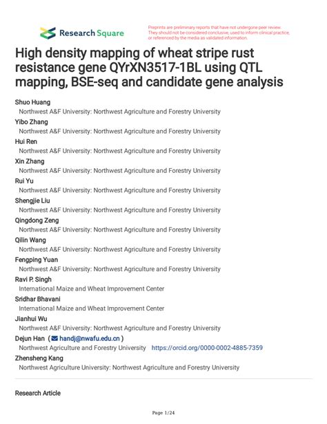 Pdf High Density Mapping Of Wheat Stripe Rust Resistance Gene