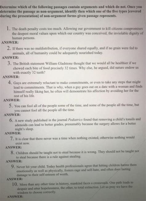 Determine Which Of The Following Passages Contain Chegg
