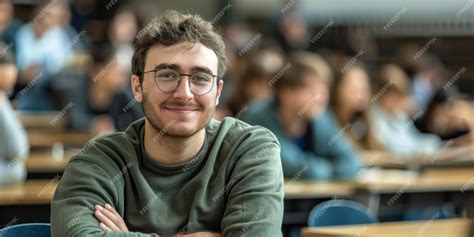 Premium Photo College Student In The Classroom Generative Ai
