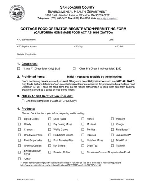 San Joaquin County Cottage Food Permit Fill Out And Sign Online Dochub