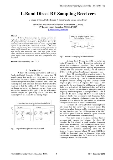 Pdf L Band Direct Rf Sampling Receivers