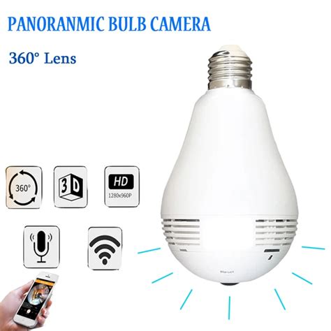 Newest MP Degree WIFI Camera Wireless IP Camera Bulb Lamp Fisheye Panoramic Surveillance