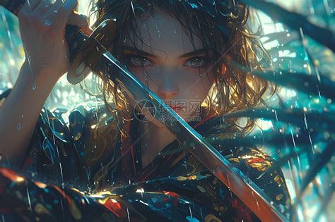 拿着剑的动漫女侠插画图片下载 正版图片601101052 摄图网