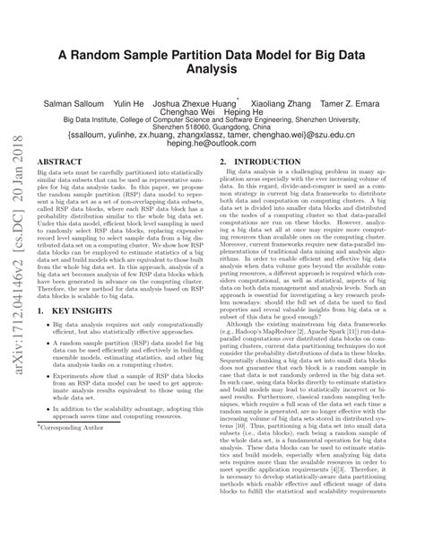 Pdf A Random Sample Partition Data Model For Big Data Analysis