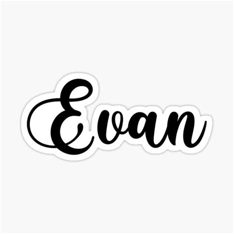 Evan Name Handwritten Calligraphy Sticker For Sale By YelenaStore