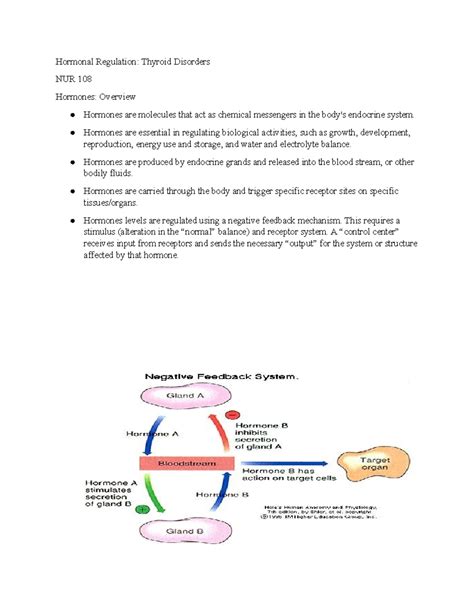 Thyroid Disorders Study Guide Hormonal Regulation Thyroid Disorders