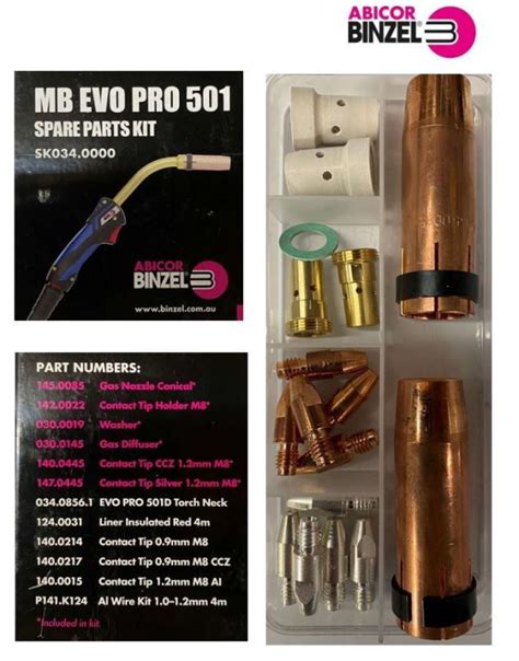 Binzel Mig Torch Spares Part Kit Evo Pro Mb501 Sk0340000 All Welding