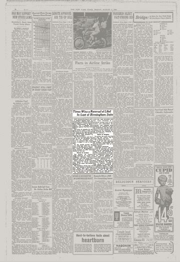 Times Wins A Reversal Of Libel In Last Of Birmingham Suits The New