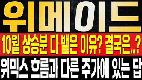 위메이드 주가전망 결국 추가 하락과 10월 상승분을 모두 반납한 안좋은 흐름 이유는 따로 있다 그럼에도 불구하고 11