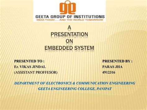 Presentation On Embedded System Using Micro Controller By Paras Jha Ppt