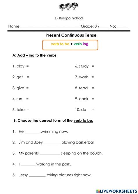 Present Continuous G3 Worksheet Live Worksheets