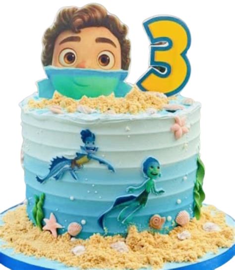 2 Layer Funfetti Disney Luca Birthday Cake With Buttercream Frosting And Edible Image Cabbit Cakes