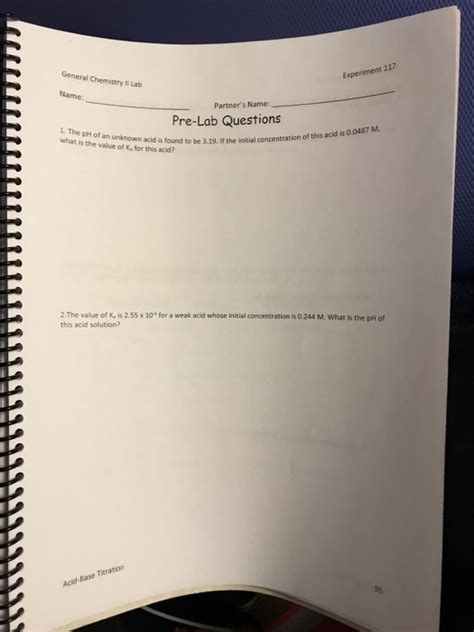 Solved General Chemistry I Lab Experiment Name Chegg