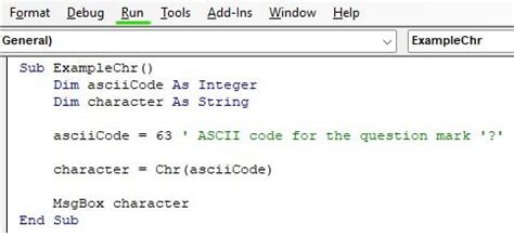 Vba Chr Function How To Convert Ascii Code To Character