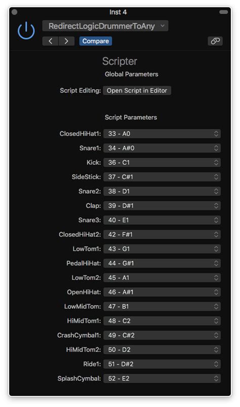Logic Drummer Drum Maps MIDI FX Plug In Scripts Logic Pro Help